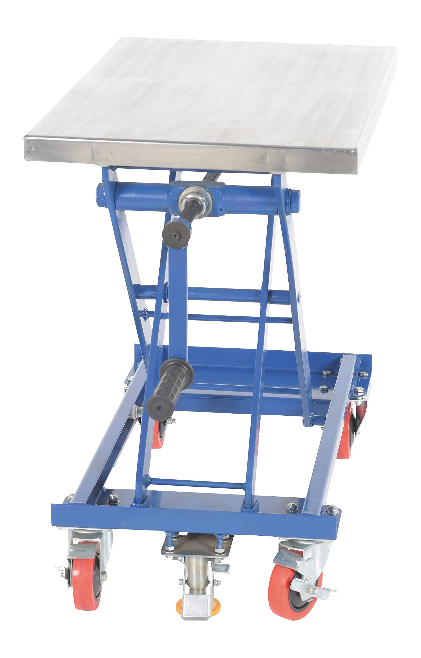 Vestil CART-330-M Steel Mechanical Scissor Cart with Hand Crank 18 in. x 28 in. 330 Lb. Capacity Blue/Silver