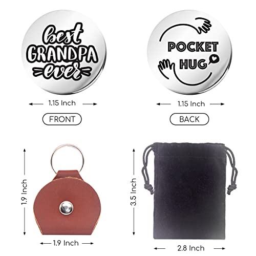 to My Grandpa Pocket Hug Token Gift, Long Distance Relationship Keepsake Stainless Steel Double Sided,Pocket Hug Token Gift for Grandpa from Grandchild - Best Grandpa Ever