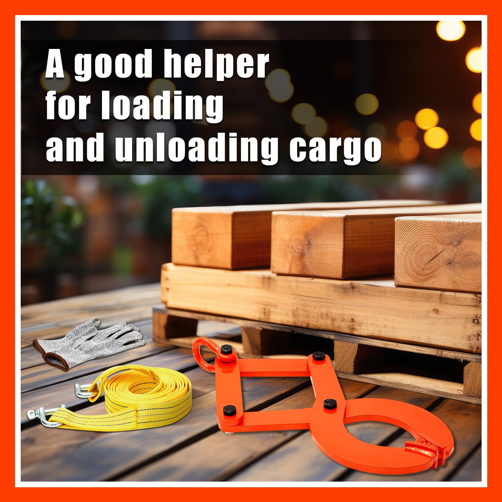 Wowangce Truck Pallet Puller Clamp Kit 2t/4409lbs Pallet Puller Clamp Truck Pallet Pulling Scissor Grabber Hook and 2" x 13.1ft Tow Strap Nylon Webbing with Gloves for Pulling Pallets Wood Heavy Thing