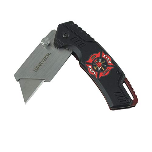 TG,LLC Treasure Gurus Firefighter Folding Box Cutter Pocket Knife Utility Razor Blade Tool Fireman Fire Dept Gift