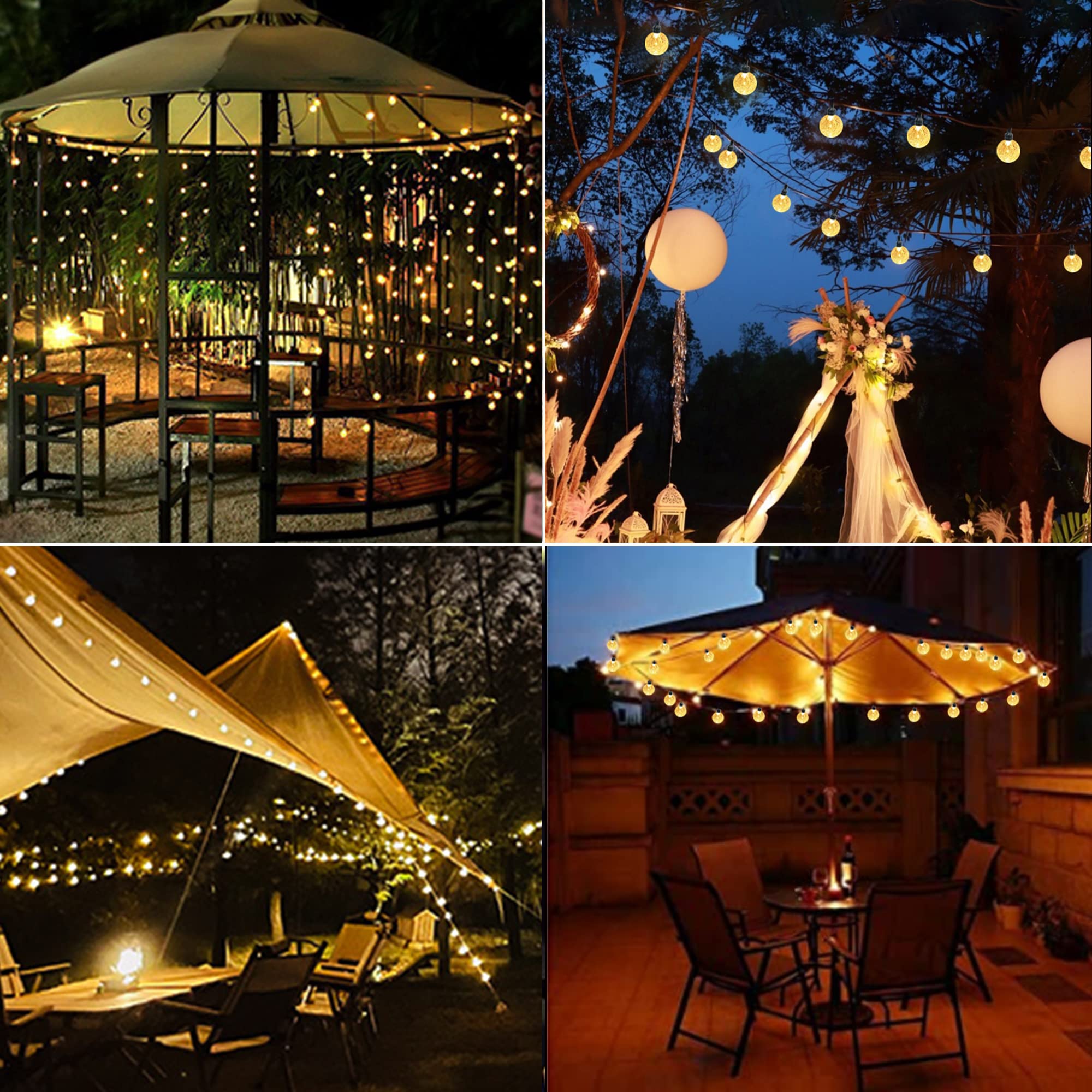 SUWITU Solar String Lights Outdoor, 23.6 ft 60 LED Garden Lights Solar Powered Waterproof Hanging Solar Lights for Indoor/Outdoor, Tree, Patio, Yard, Fence, Gazebo, Wedding Party