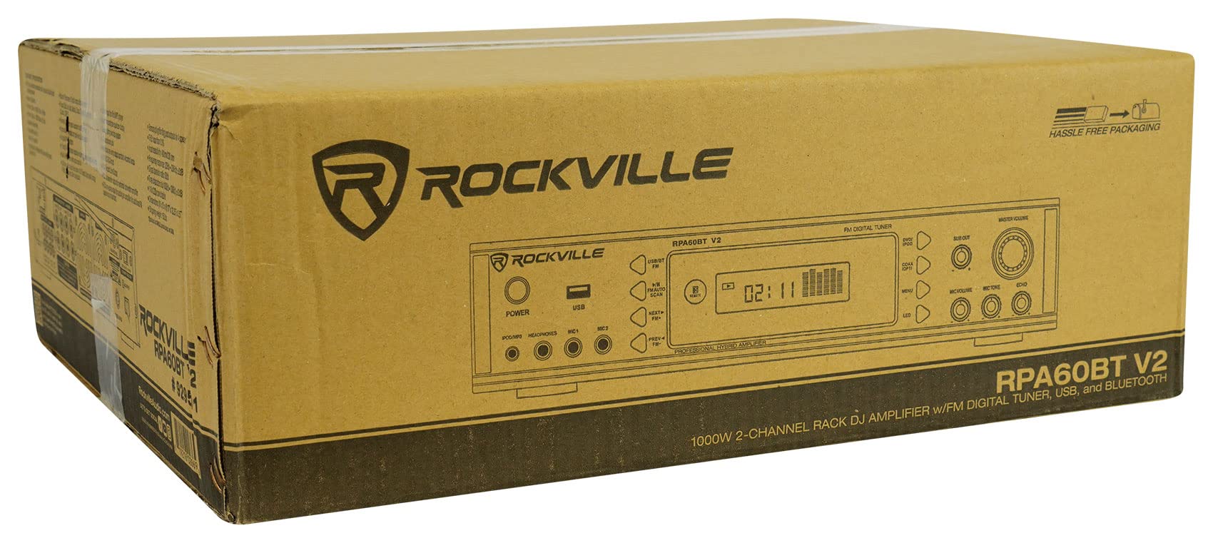 Rockville RPA60BT V2 1000 Watt 2-Ch USB Bluetooth DJ/Pro/Karaoke Amplifier Mixer, Black