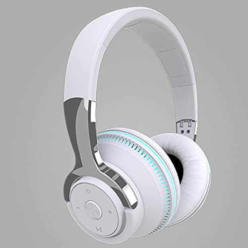 Wireless Bluetooth Headphones Active Noise Cancelling Headphones Over Ear Headphones Wireless Headset with Deep Bass Memory Foam Ear Cups On-Ear Headphones Bluetooth Earphones Gym Headphones (White)
