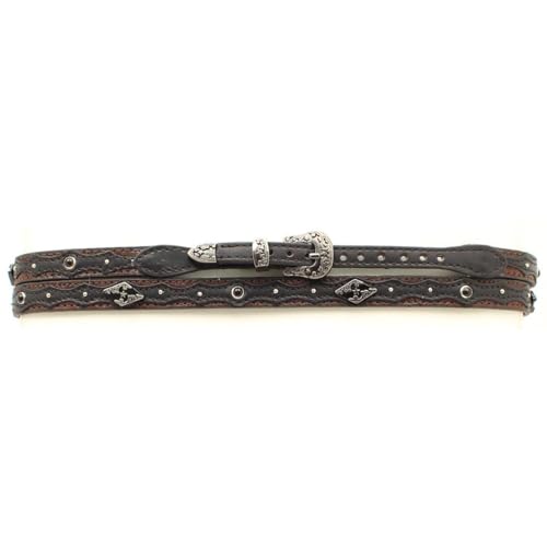 M & F Western Men's Studded Leather Overlay Hat Band Black One Size [Apparel]