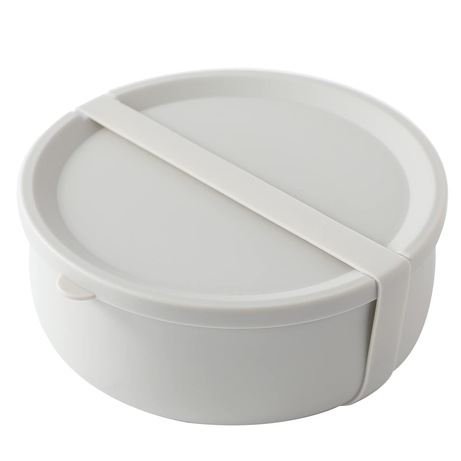 WALZION Ceramic Bowl Lunch Container with Lid,Protective Non-slip Exterior Snap-tight Silicone Strap, 22 oz,Food Storage, Bento Box, Meal Prep,Dishwasher Microwave Safe (light grey)