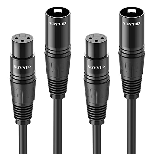 Sovvid 2Pack XLR Microphone Cable - 10FT XLR Male to Female Microphone Cord Wire Balanced 3 PIN Mic Cables Compatible with Microphone Studio Harmonizer Mixing Board Speaker Radio Station Black