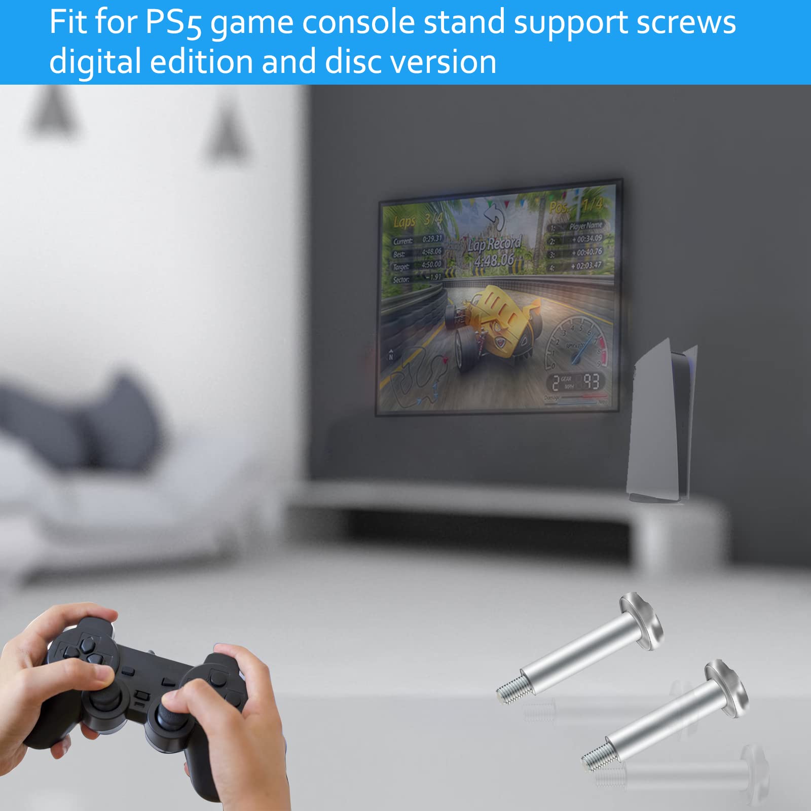 Screw Replacement for PS5/ Vertical Stand Screw Holder Bottom Screw Fixing Screws Replacement for Playstation 5 PS5 Game Console Base Stand Support Screws Digital Edition and Disc Version Repair Kit