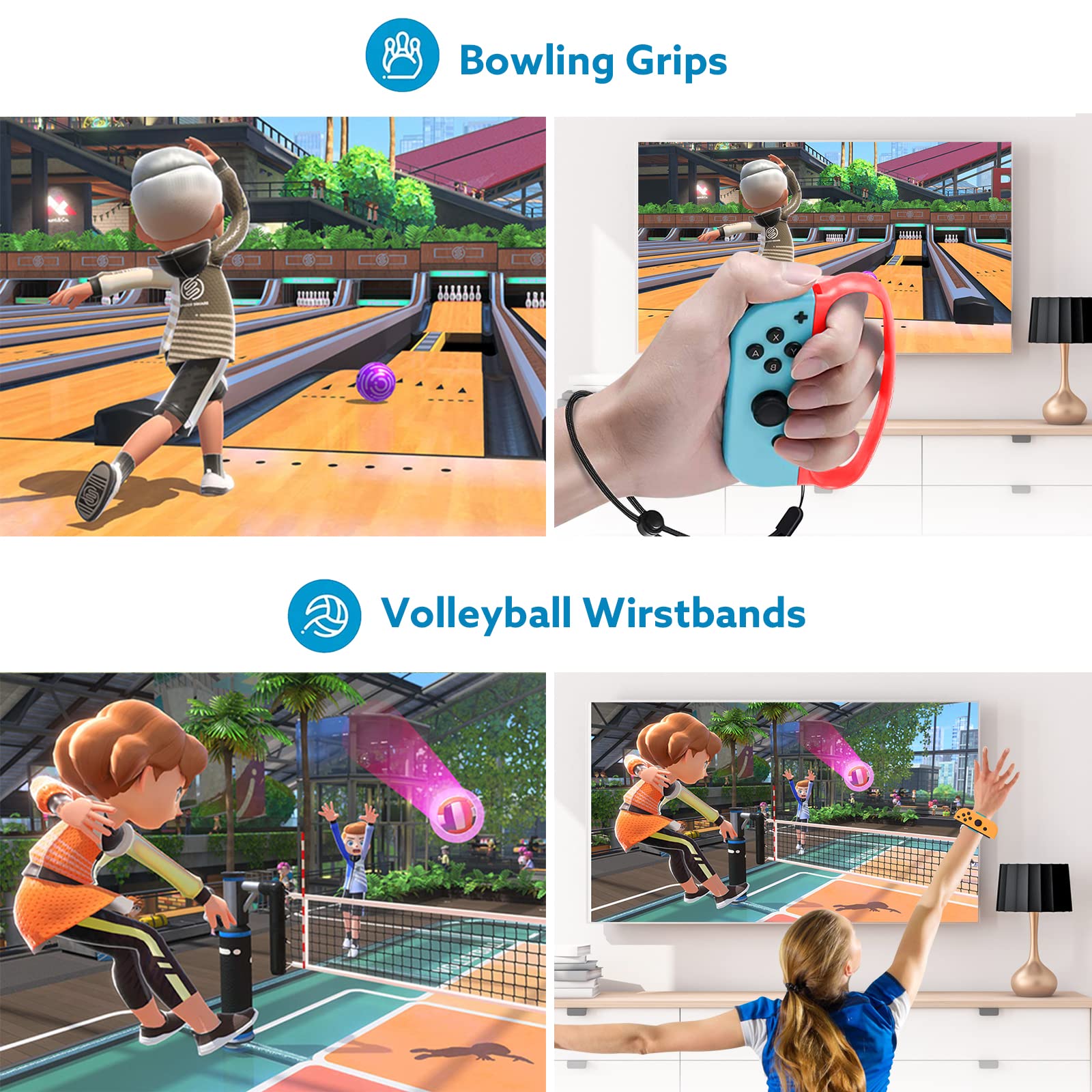 Switch Sports Accessories Bundle For Switch, 12 in 1 Family Accessories Kit with Sword, Grip, Leg Straps, Tennis Rackets, And Wrist Straps