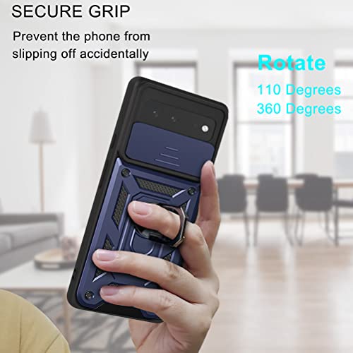 Paton Designed for Google Pixel 6 Case, Heavy Duty Military Grade Protection Pixel 6 5G Case with Magnetic Kickstand, 15ft Drop Tested Shockproof Cover Case for Pixel 6. (Blue)