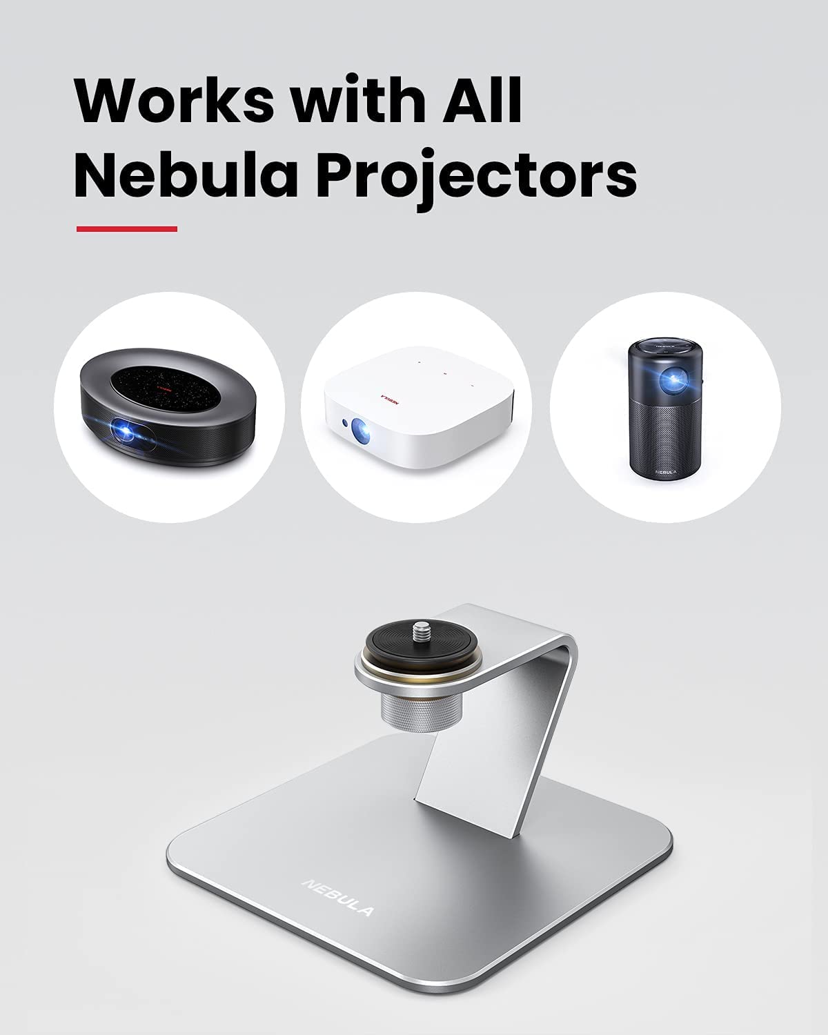 Nebula Capsule II Smart Mini Projector with Nebula Desktop Stand for Projectors, 360° and Height Adjustment