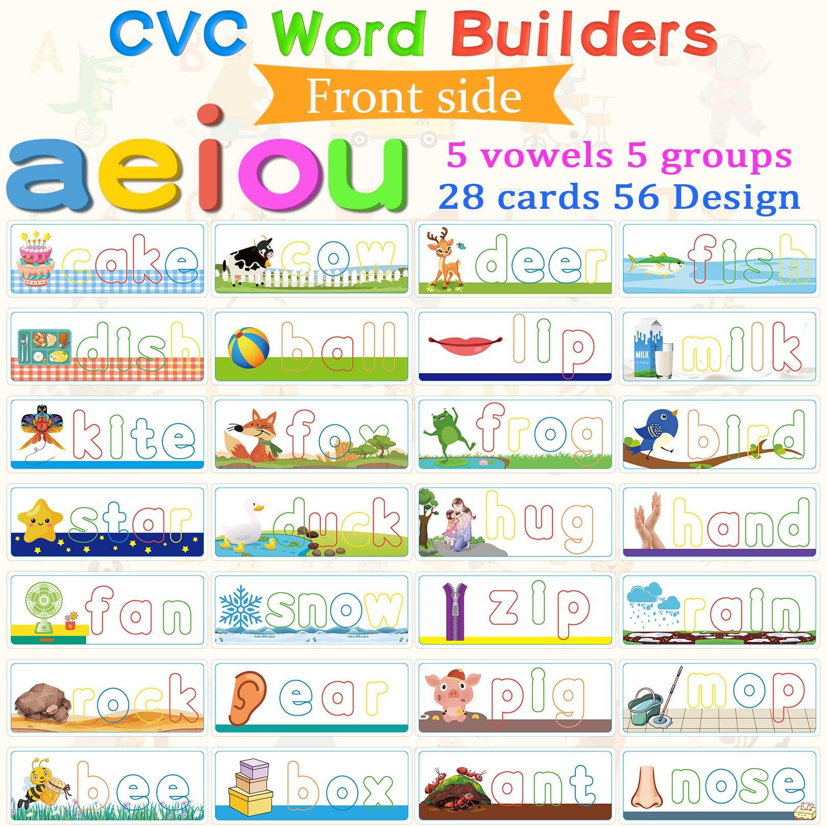 See & Spell Learning Educational Toys for 3-6 Year Old Boys & Girls - 80 Pcs CVC Word Builder Set with Alphabet & Color Recognition, Ideal for Preschool, Kindergarten Learning Activities & Gifts