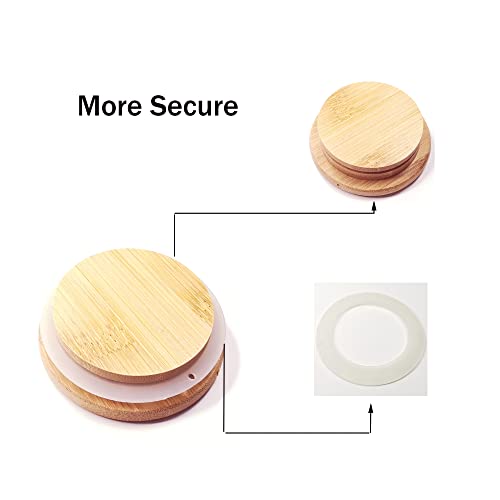 ZYIGYI 4 Pcs Glass Qtip Holder with Wood Lids, 10 oz Apothecary Jars Cotton Swabs Dispenser, Cotton Pads Canister for Bathroom Storage Organizer