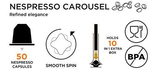 Prepara Espresso and Coffee Pods Holder and Carousel Storage Organizer for 50 Capsules, Spins 360-degrees, Small, Black, 1 Count (Pack of 1)