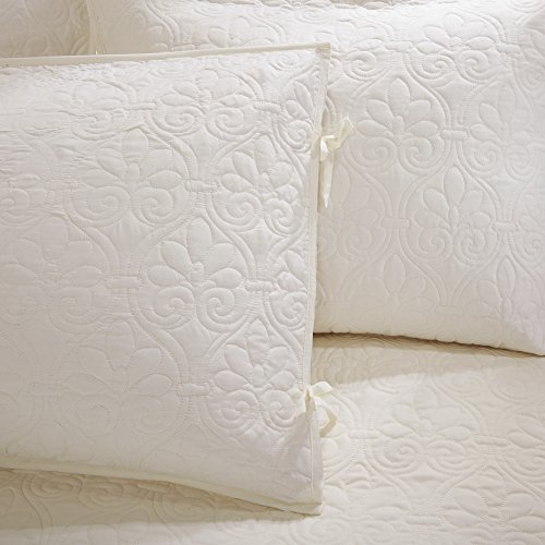 Madison Park Quebec Daybed Size Quilt Bedding Set - Ivory , Damask β 6 Piece Bedding Quilt Coverlets β Ultra Soft Microfiber Bed Quilts Quilted Coverlet, Quebec Cream, 75"x39"