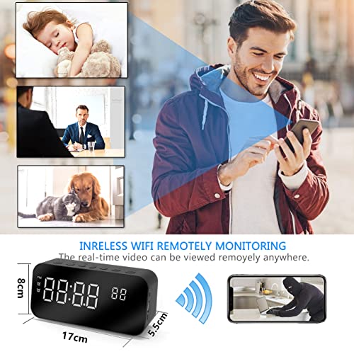 Small-ECO Spy Camera Clock, 2K Wireless WiFi HD Hidden Camera Night Vision Video Recorder Mini Security Nanny Cam