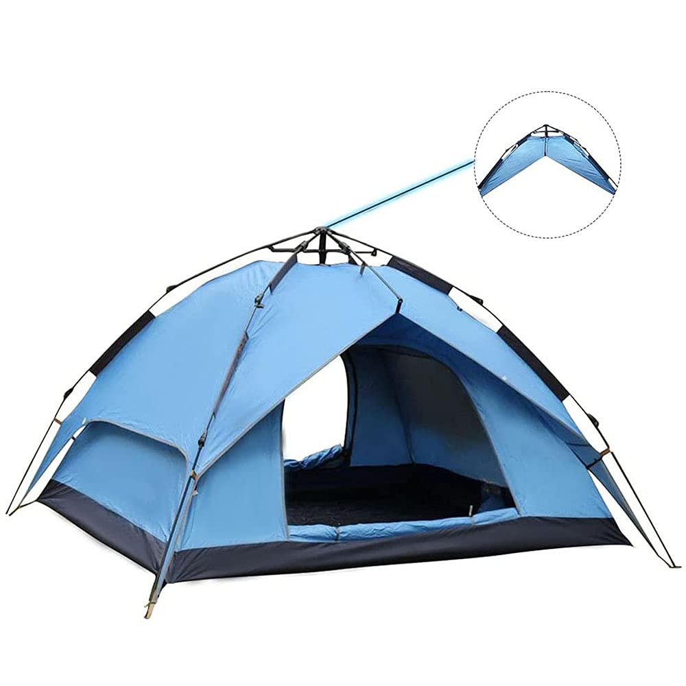 Napfox Instant Pop Up Tent Camping Tent 2/3 Person Size Automatic Setup Portable Durable Tent Waterproof Windproof Rooftop Tents with Rooms for Outdoor Camping Hiking Mountaineering (Blue)