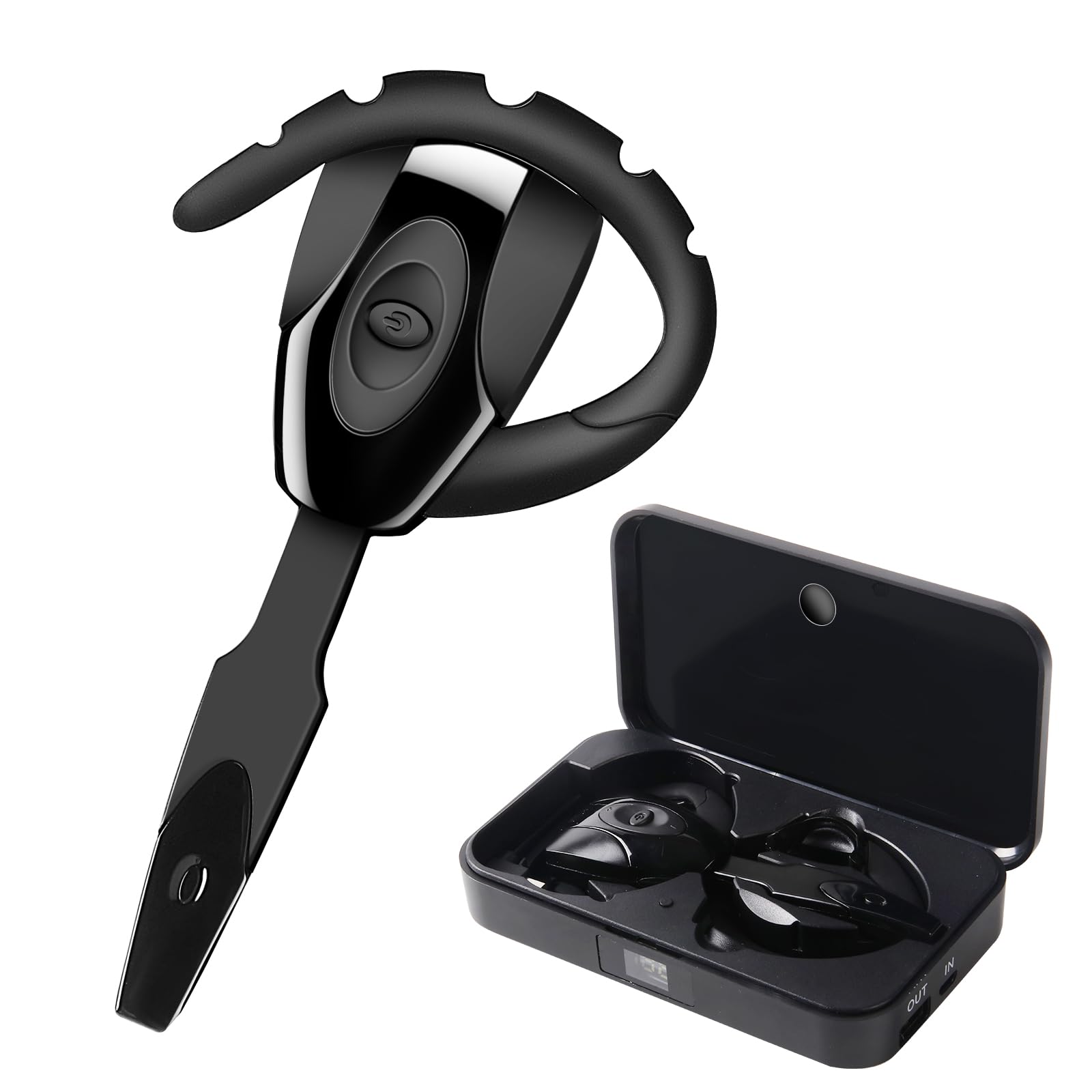 ZABBOW Bluetooth Earpiece,Scorpion Bluetooth Headset with Noise Cancelling Microphone,Handfree V5.0 Earphone for Sport Office Driving,Supports for iOS Android Cell Phone (with Charging Case)