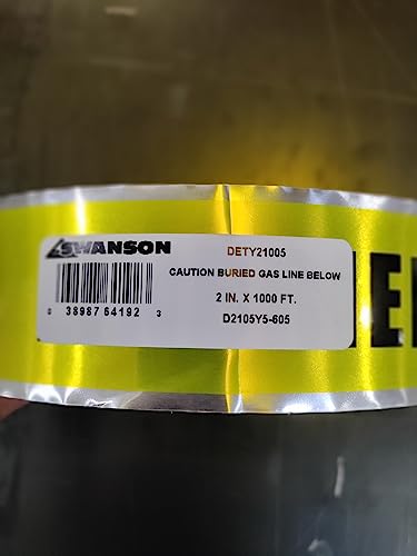Swanson Tool Co DETY21005 2 inch by 1000 Foot 5 Mil Detectable Safety Tape"Caution Buried Gas Line Below" Yellow with Black Print