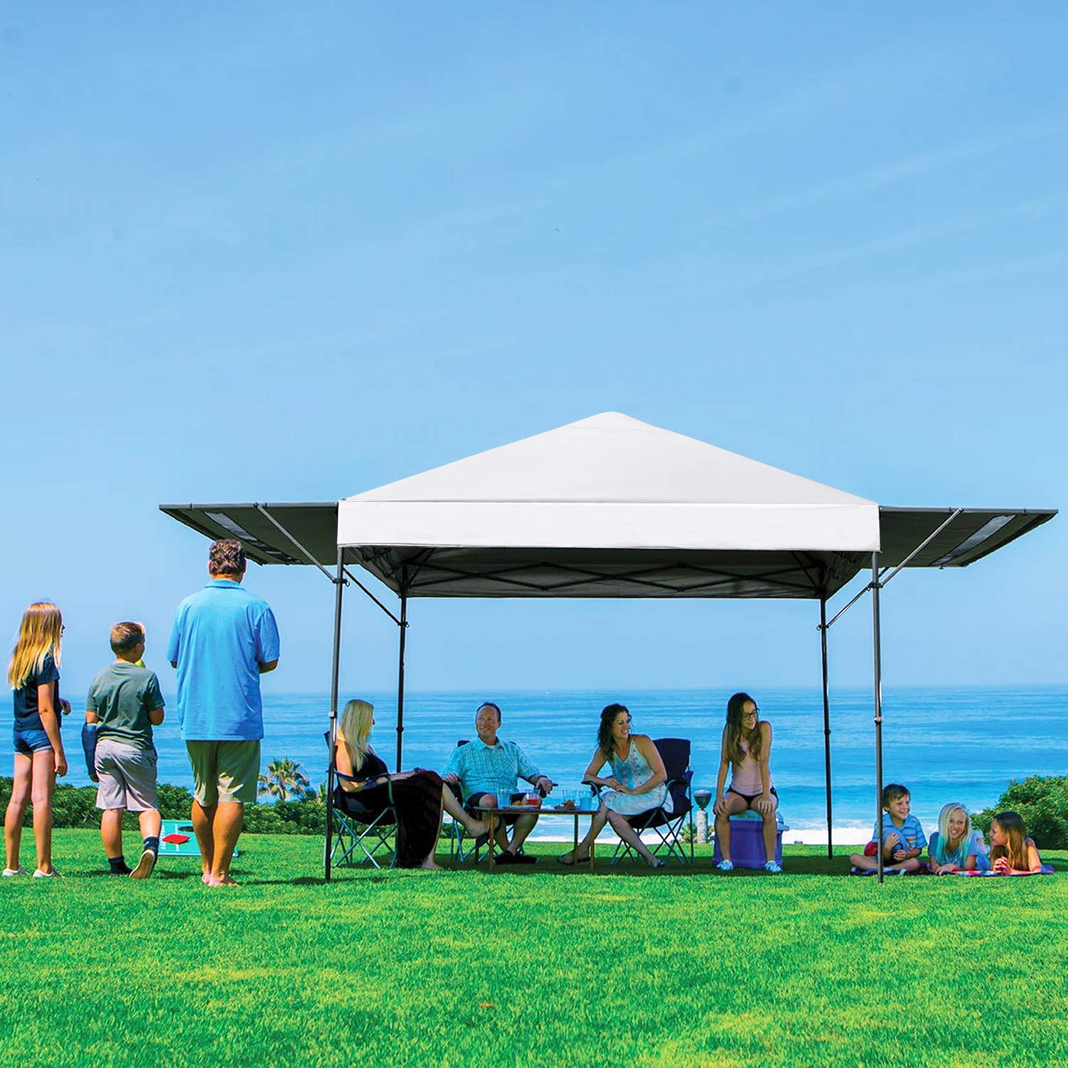 MASTERCANOPY 10x10 Pop-up Gazebo Canopy Tent with Double Awnings White
