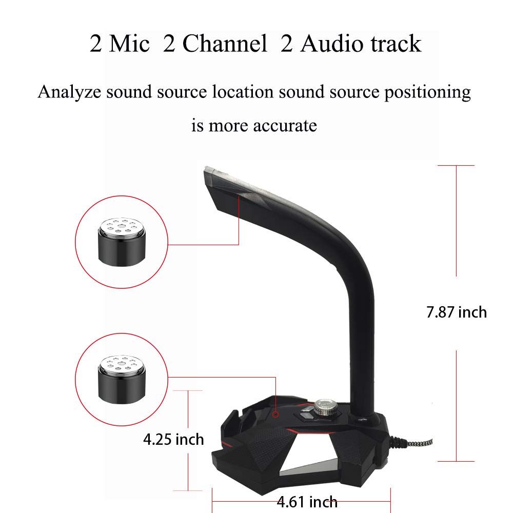 TEESX USB Multimedia Gaming Microphone,PC Microphone for Skype, Recording, Games(1.5m /5ft)