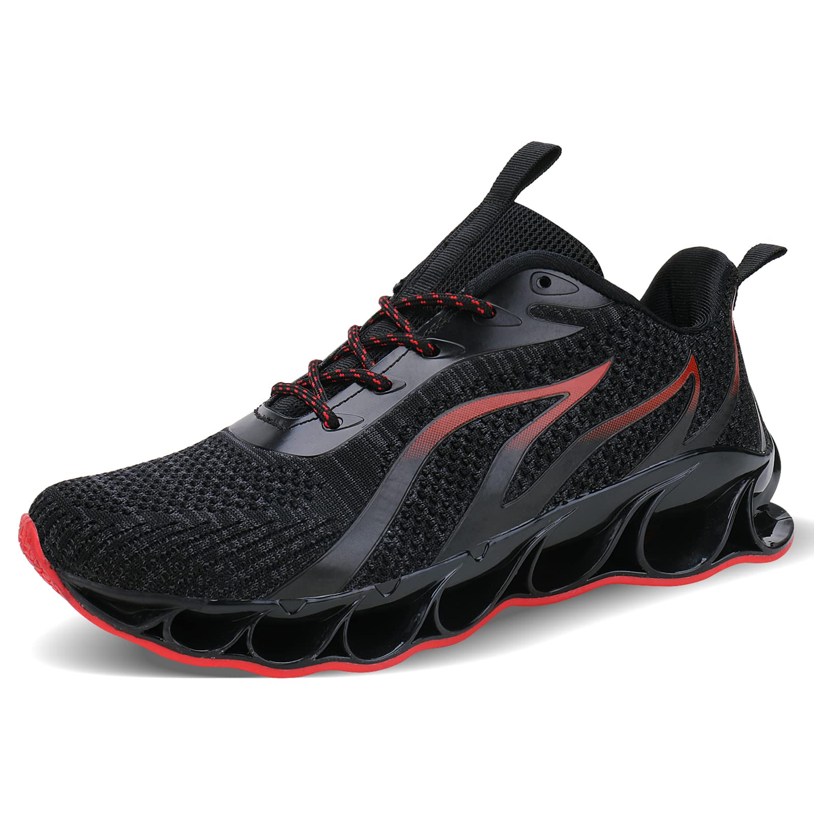 Men Athletic Shoes Black Red Mesh Blade Running Walking Sneakers 10.5