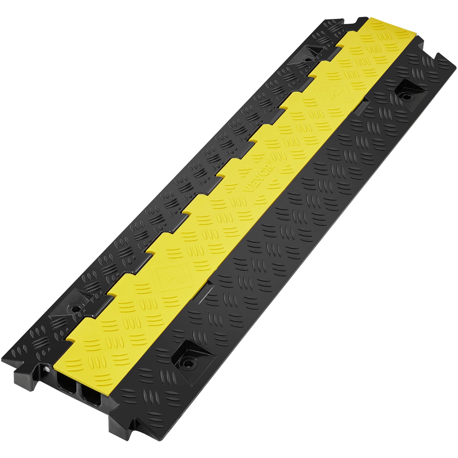 VEVOR Cable Protector Ramp, 2 Channel, 22000 lbs/axle Capacity Heavy Duty TPU Wire Cord Cover Ramp Hose Protector Ramp Driveway, Traffic Speed Bump w/TPR Flip-Open Top Cover, for Indoor & Outdoor