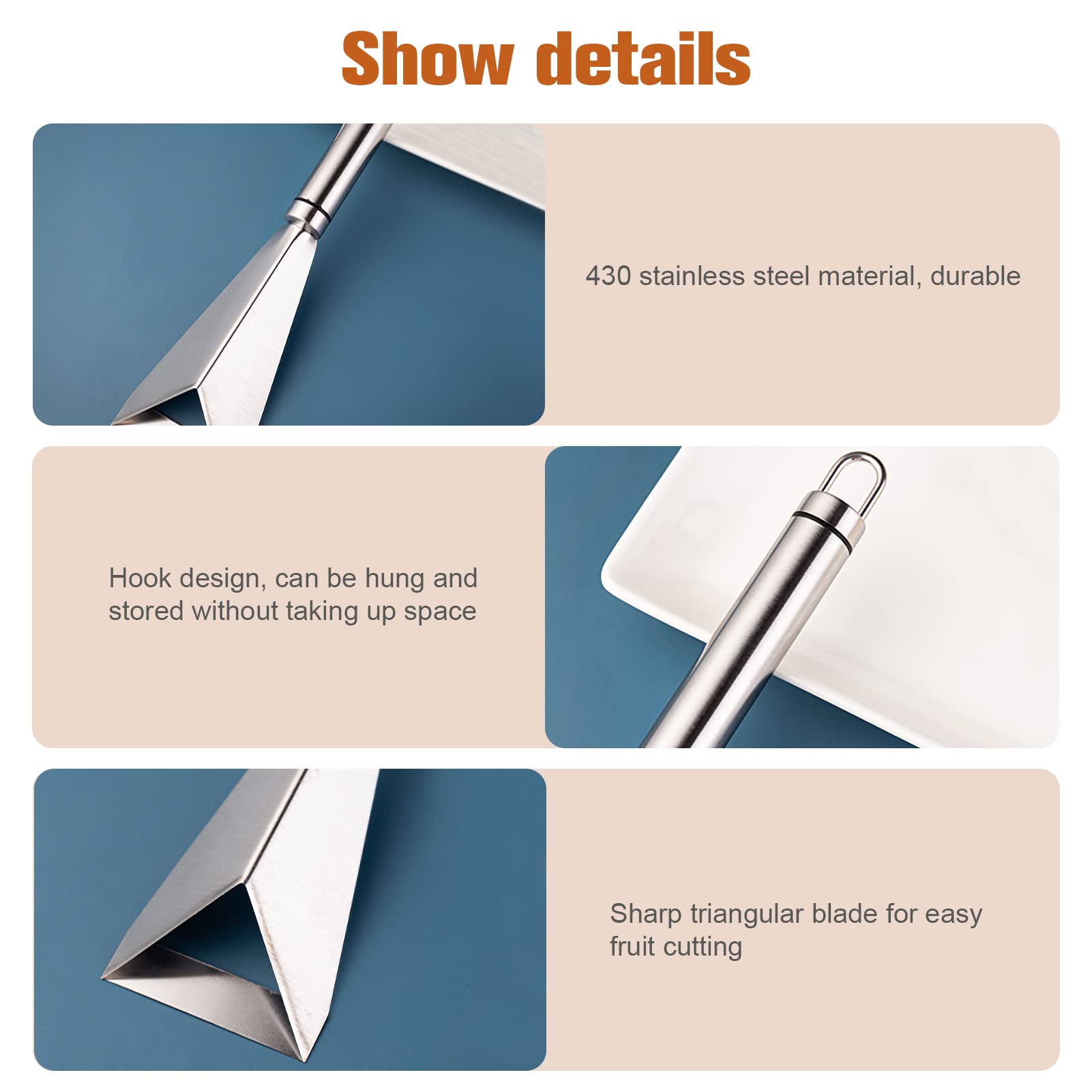 Stainless Steel Fruit Carving Knife - V Shape Channel Knife Tool, Fruit & Vegetable DIY Carving Tool, Food Carving Mold Carving Tool Kitchen Accessories for Home Kitchen DIY Platter Tray Decoration