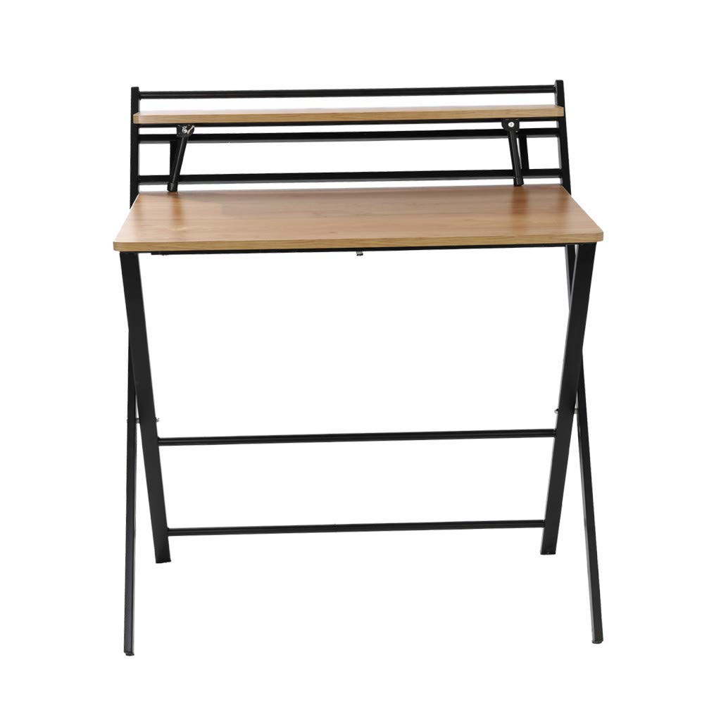 Mefedcy Furniture Small Folding Desk Computer Desk for Small Space Home Office Simple Laptop Writing Table No Assembly Required (Khaki)