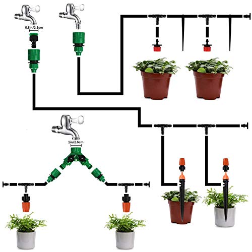 M Joy Decor Drip Irrigation Kit, Automatic Garden Watering System with Adjustable Dripper,Blank Distribution Tubing Hose Atomizing Nozzles Drippers Watering Drip Kit (40m/130ft)
