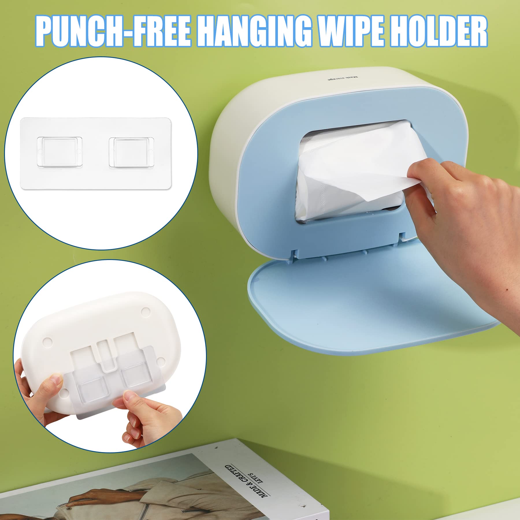 Wipes Dispenser Baby Wipes Holders Keeps Wipes Fresh Refillable Upgraded Wipes Container for Bathroom Wall Mounted Tissues Wipes Case Box with Lid Large Capacity