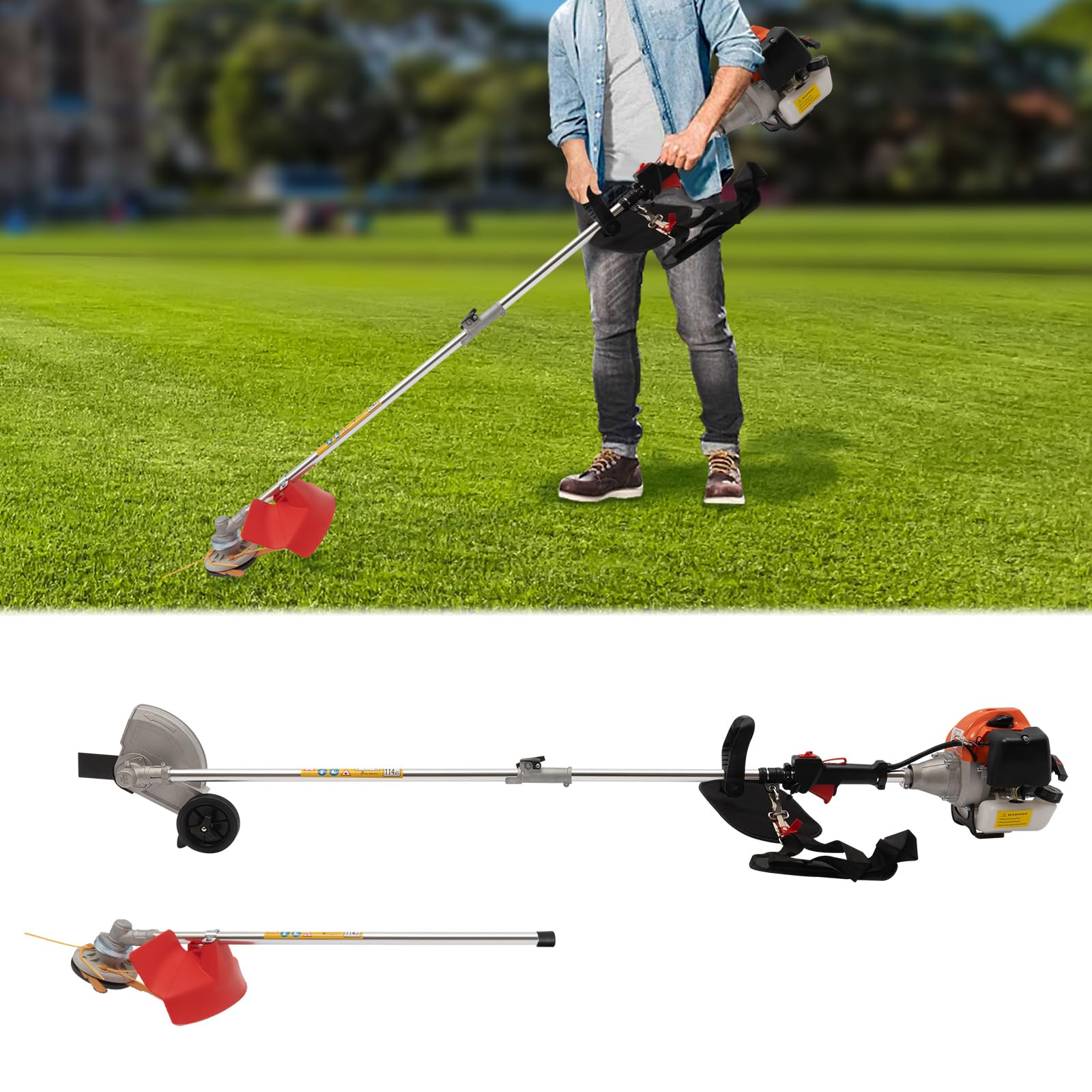MANULOOT 2 Stroke 33CC Weed Wacker, Gasoline Engine Weed Eater, Weed Wacker Gas Powered, Single-Cylinder Air-Cooled Weed Trimmer for Lawn Garden, Weed Eater Cordless, Grass Trimmer Tools for Yard