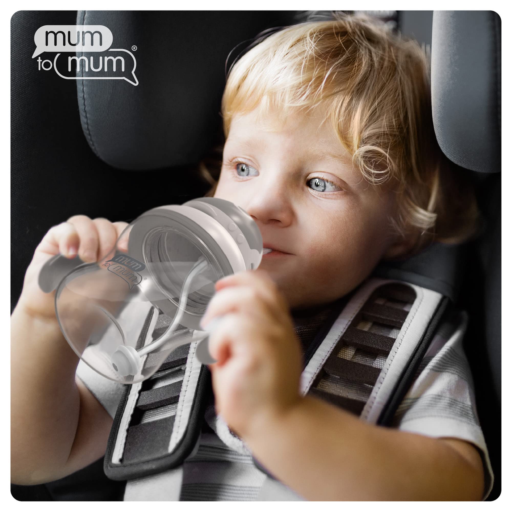 mum to mum Leak-proof Easy-drinking Space Robot Straw Cups 8oz for 6+ months, 2 Pack, MM203A