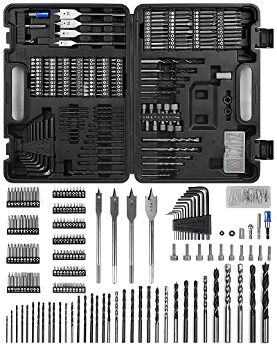 WESCO Drill Bit Set, Screwdriver Bit Set, 201-Piece Impact Driver Bit Set, Tools for Men, Drill Bits for Wood Metal Cement Drilling and Screwdriving, Gift for Men