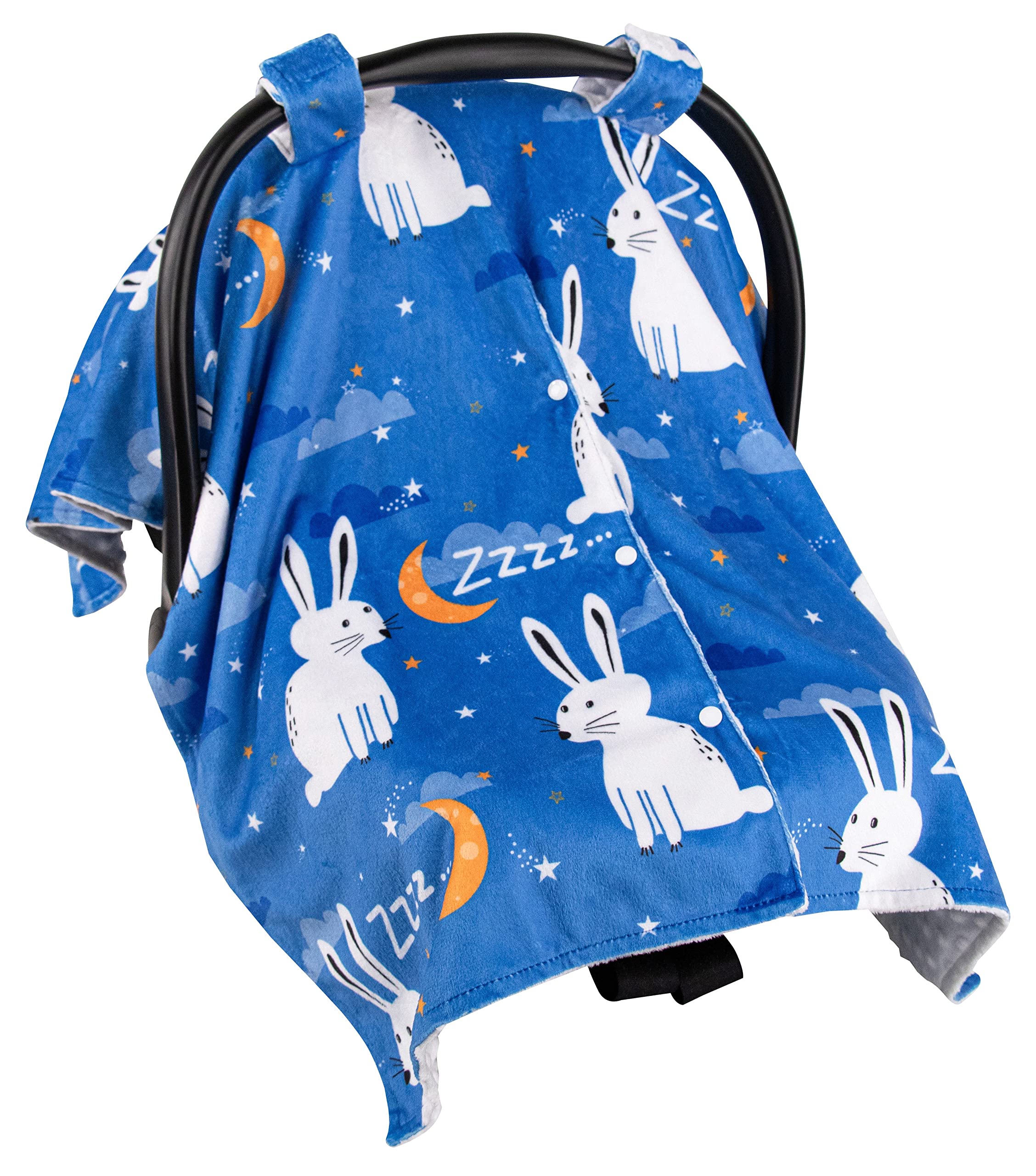 Top Tots Deluxe Minky Baby Car Seat Cover - Nighttime Smiles, 40 x 29 Inch Apricot