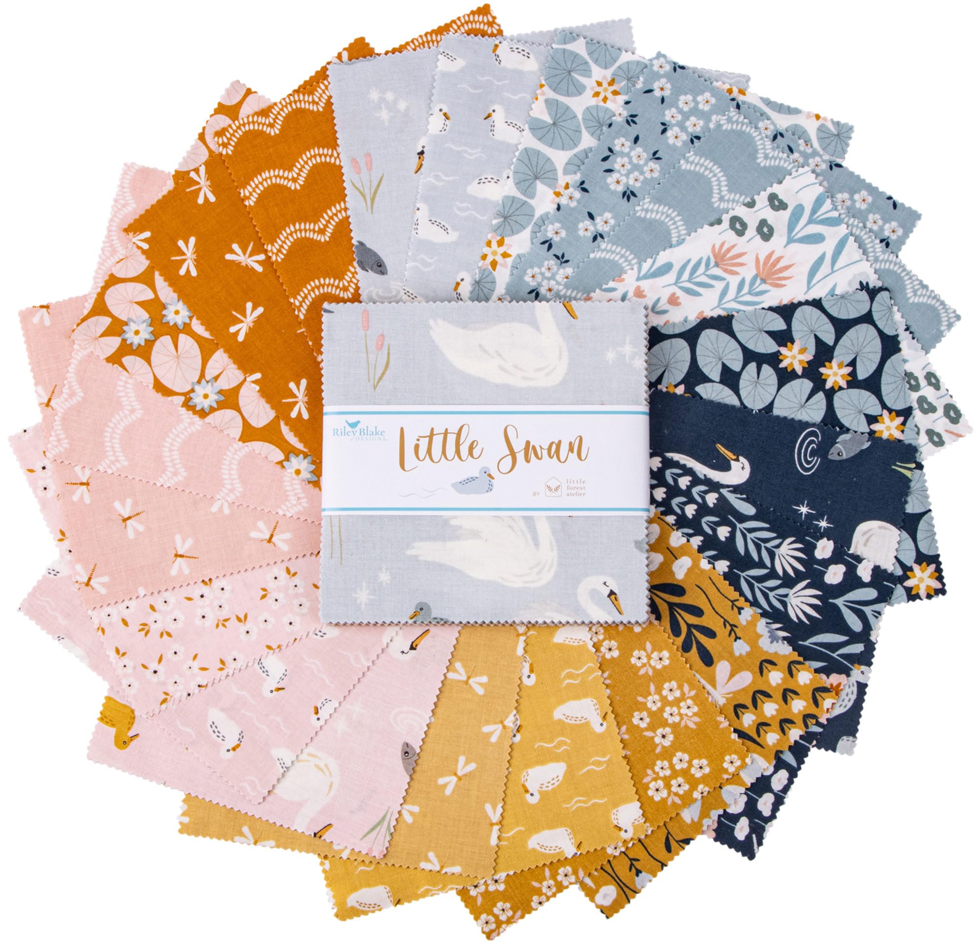 Little Forest Atelier Little Swan 5" Stacker 42 5-inch Squares Charm Pack Riley Blake 5-13740-42