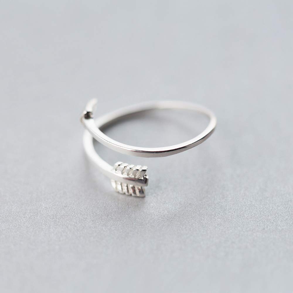 NewZenro Love Arrow Sword Asymmetric Wrap Open Rings for Women Adjustable Minimalist Small Thin Sterling Silver Engagement Statement Promise Finger Knuckle Rings for Her