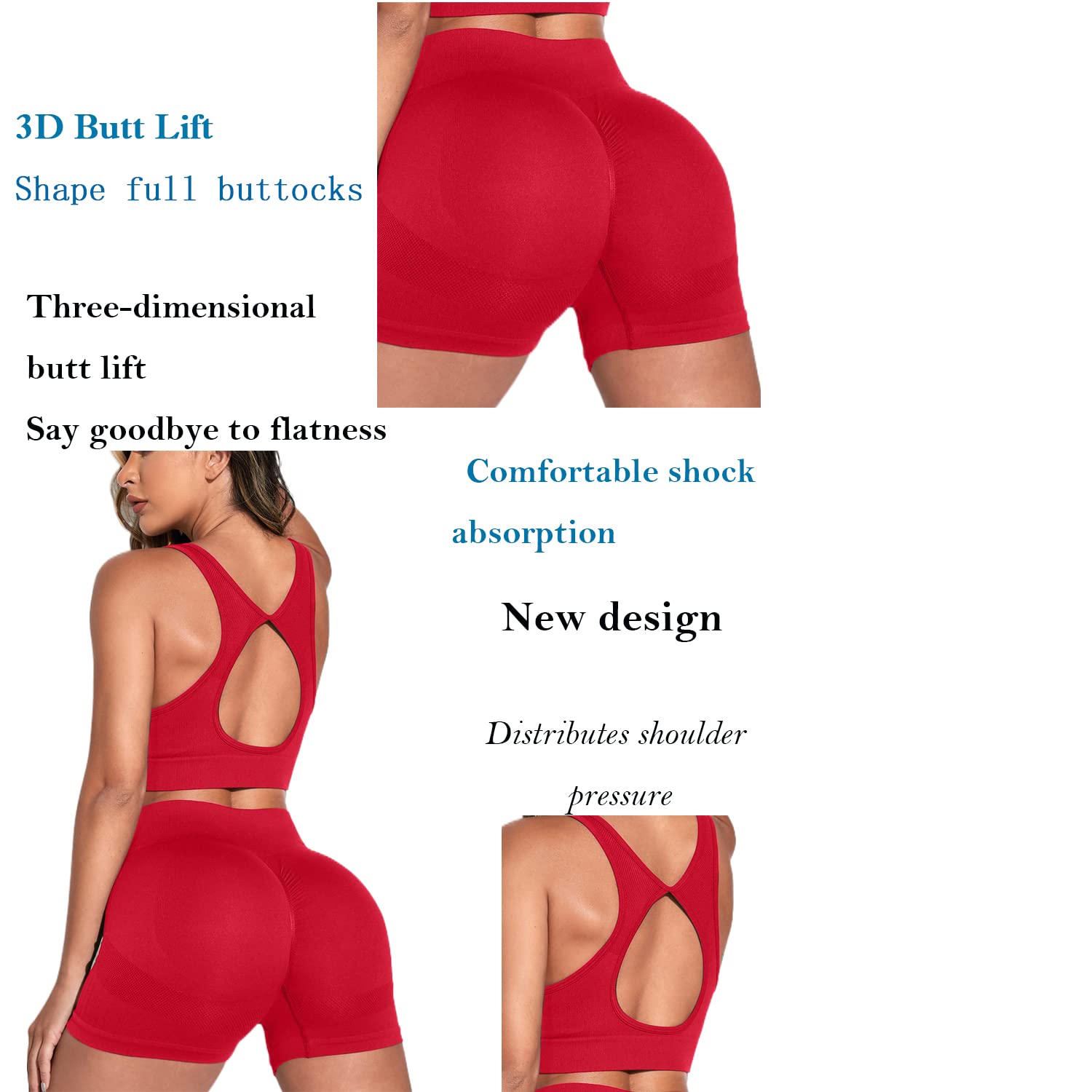 SupLucktar Workout Sets for Women 2 Piece Outfits Ribbed Seamless Crop Top& High Waisted Running Shorts Sets Yoga Activewear