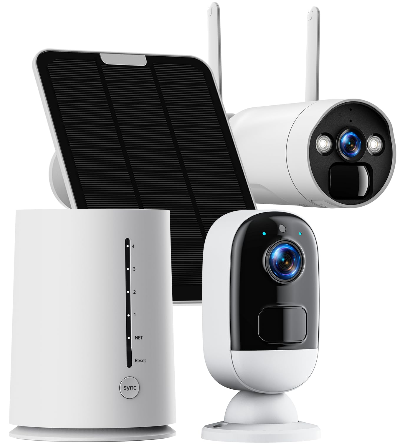 Wire Free Solar Powered Security Camera System Outdoor, Solar Security Camera, Include 2K Battery Camera & Base Station, 2K Color Night Vision, PIR Human Detection, SD/Cloud