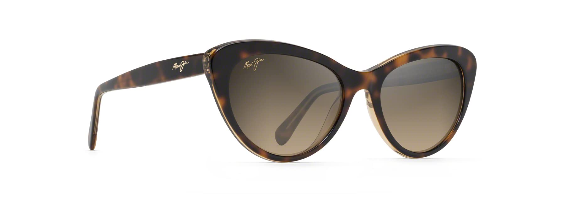 Maui Jim Women's Kalani Polarized Cat Eye Sunglasses, Dark Tort w/ Caramel Interior/HCL® Bronze, Small
