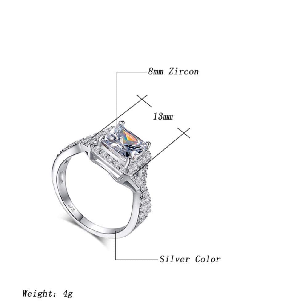 S925 Sterling Silver Shiny Full Diamond Gemstone Ring Cubic Zirconia Rings CZ Diamond Multi Row Ring Eternity Engagement Wedding Band Ring for Women(US Sizes: 6-10) (7)