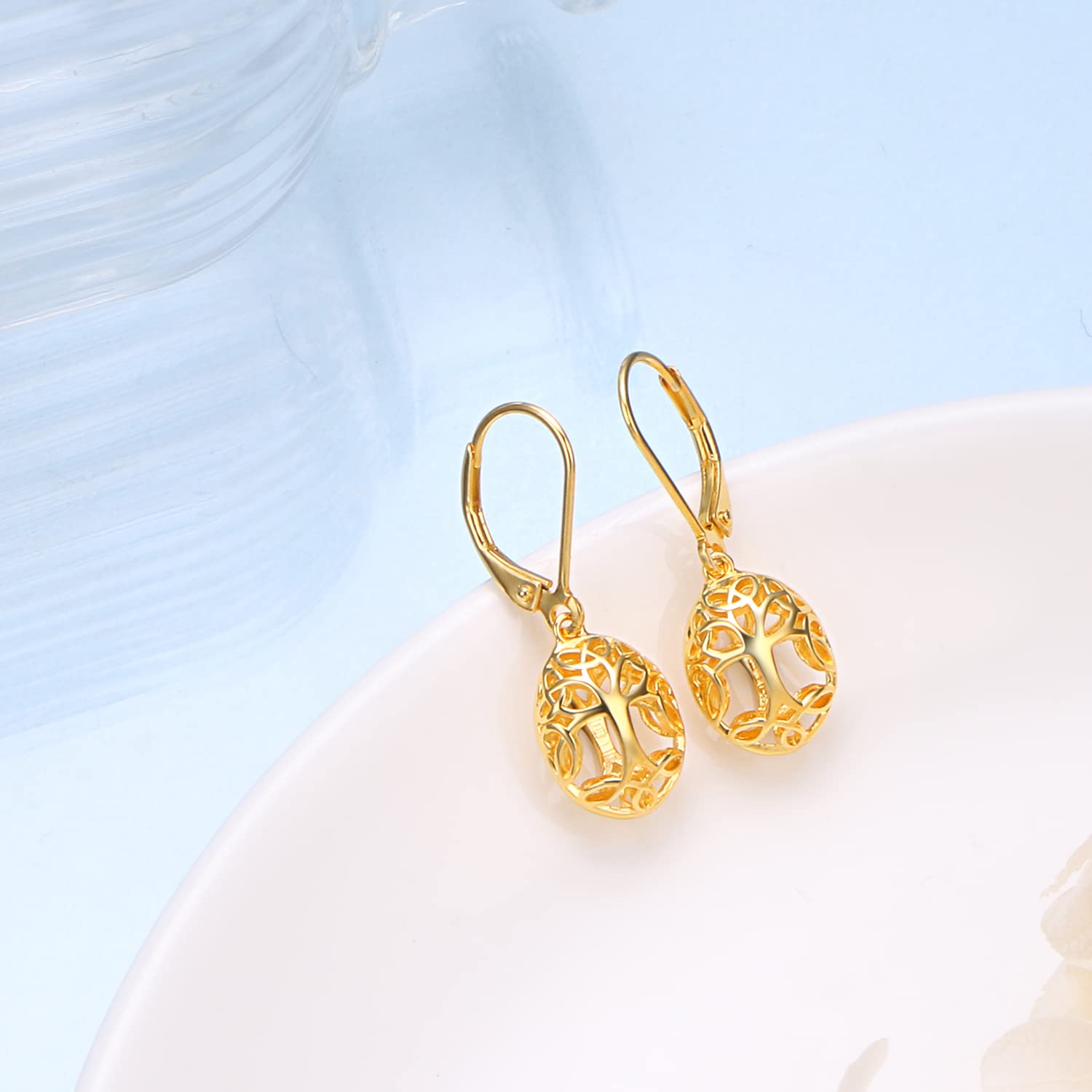S925 Sterling Silver Dangle Drop Stud Earrings,Celtic Knot Tree of Life Drop Earrings for Women Teen (1.Tree of Life)