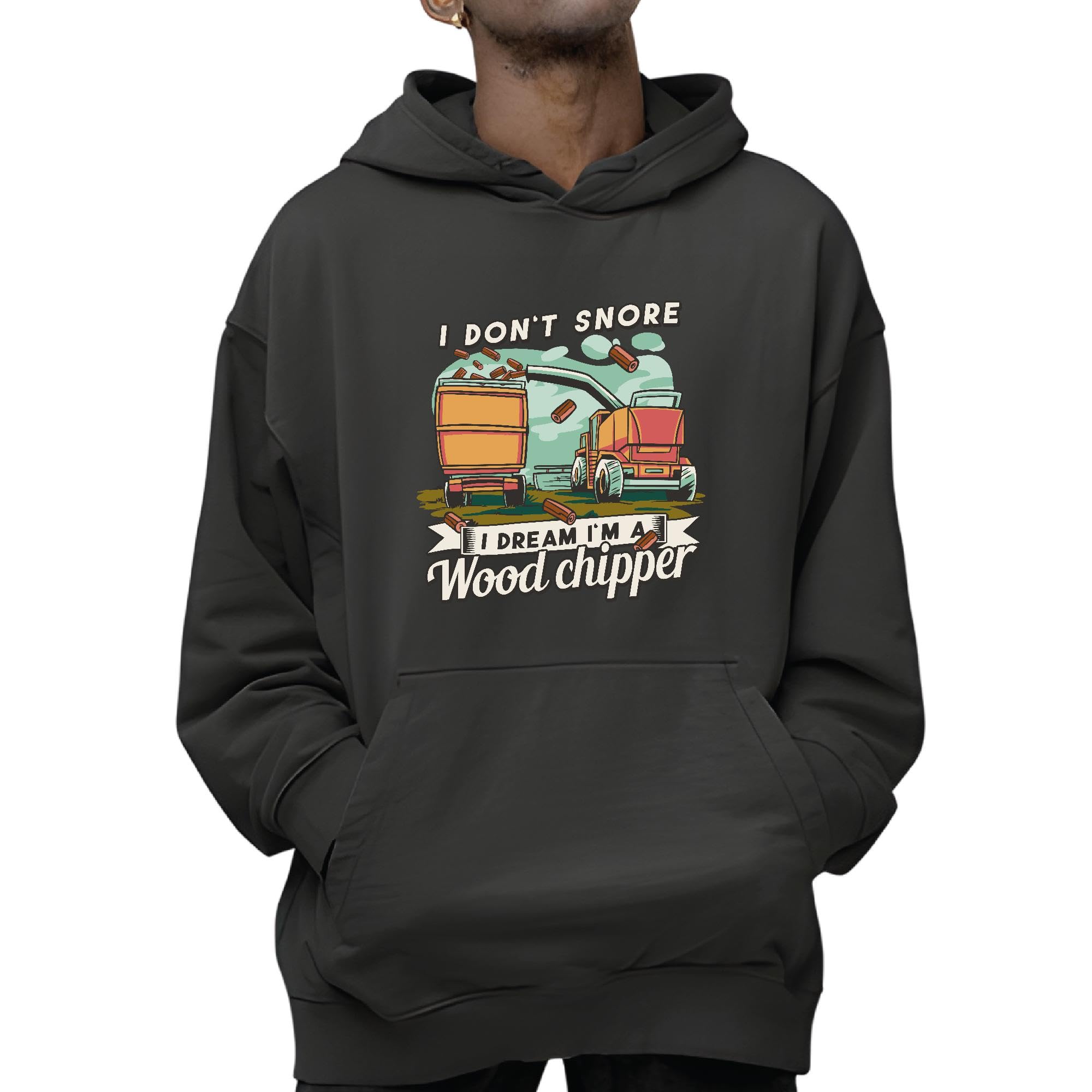Men Wood Chipper Inspired Gift The perfect gift for DIY enthusiasts and tools lovers Black and Muticolor Unisex Hoodie