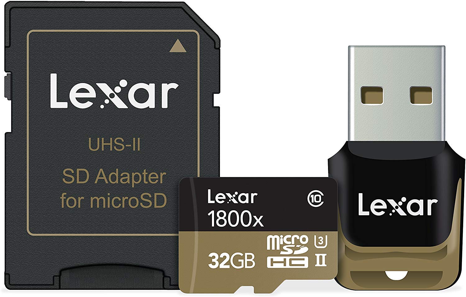 Lexar Professional 1800x microSDHC 32GB UHS-II W/USB 3.0 Reader Flash Memory Card - LSDMI32GCRBNA1800R