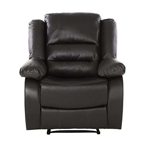 Lexicon Azrael Faux Leather Manual Reclining Chair, 37.5" W, Brown