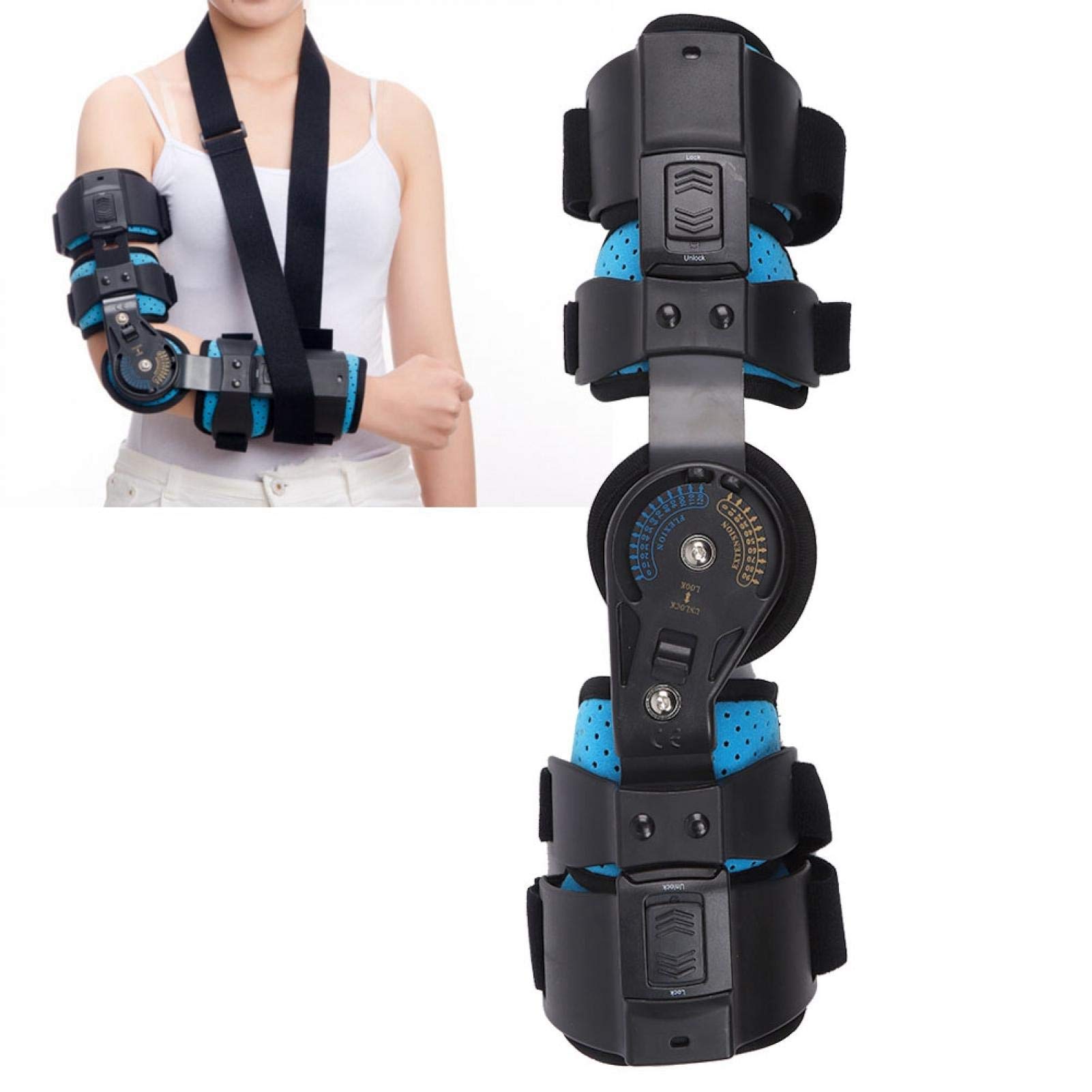 ROM Elbow Brace, Elbow Brace Stabilizer Splint Arm Injury Recovery Support After Surgery, Adjustable Post Op Arm Support Arm Extension Protector orthosis Tools - Right