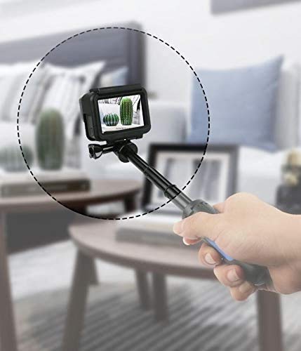 Mojosktch Mini Tripod 3 in 1 Extension Pole Mini 360 Rotation Desktop Tabletop Stand and Selfie Stick Compatible with All GoPro Models, Insta360 ONE X, DJI and Other Action Cameras(Red)