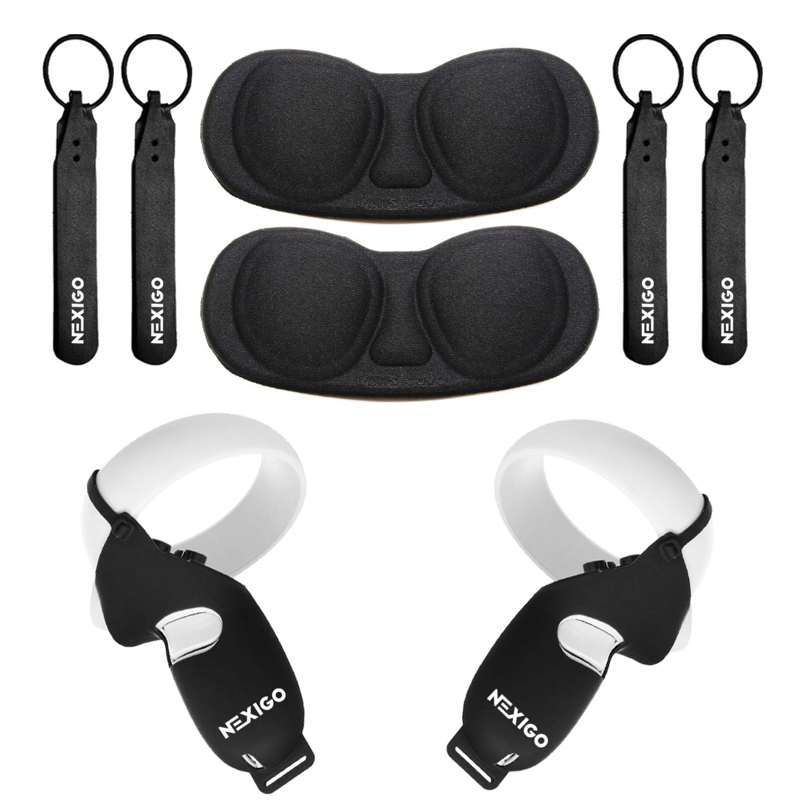 NexiGo Controller Cover with Strip & Lens Cover Set for Oculus Quest 2 Black