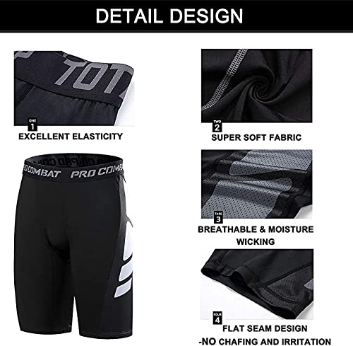 Men's Compression Shorts 3 Pack Quick Dry Sports Tight Shorts Soft Running Pants for Workouts, Training, Gym
