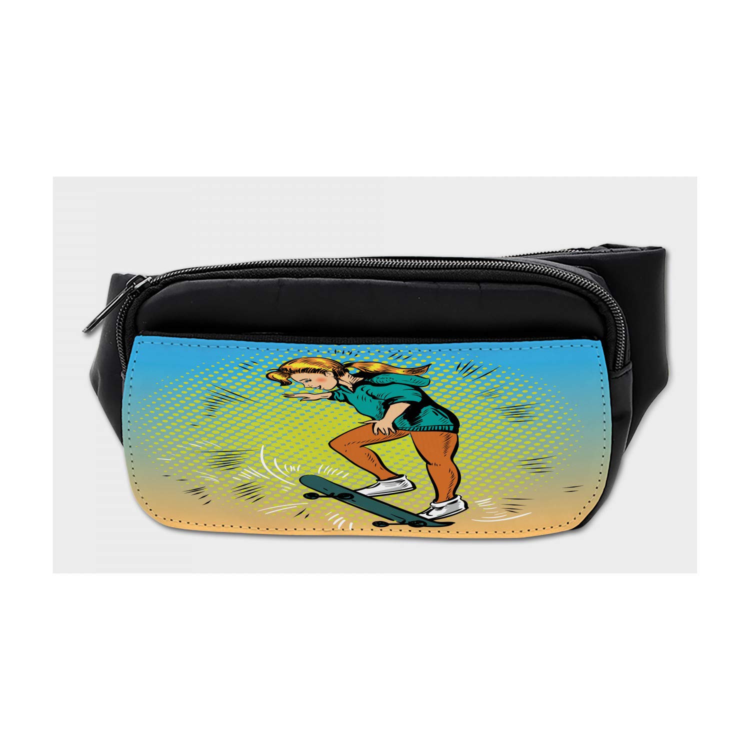 Lunarable Extreme Sports Bumbag, Skateboarding Girl, Fanny Pack Hip Waist Bag