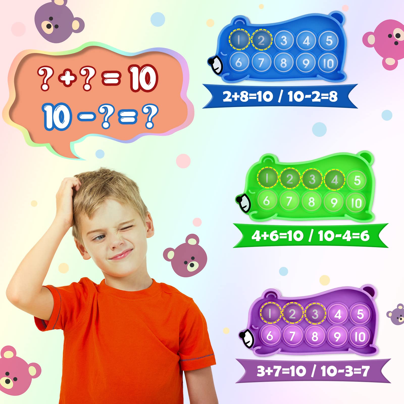 Torlam Ten Frames Math Games Board for Kids, Math Manipulatives for Homeschool Kindergarten Preschool Classroom Teacher Special Educational Learning Activities